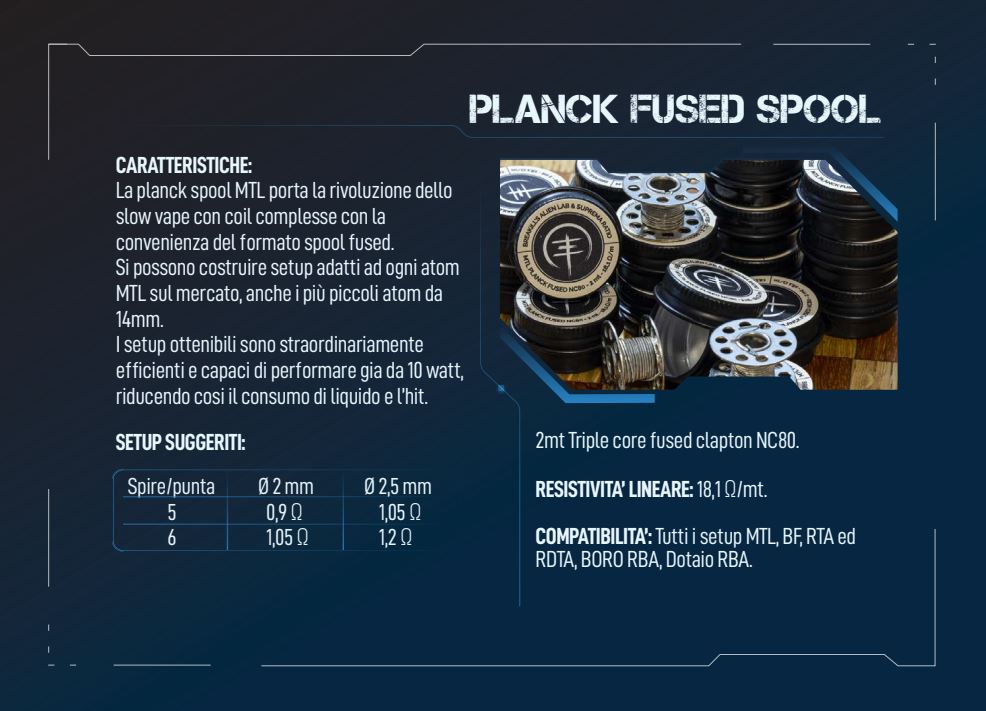 SPOOL MTL PLANK FUSED NC80 2mt - Atelier del Vapore
