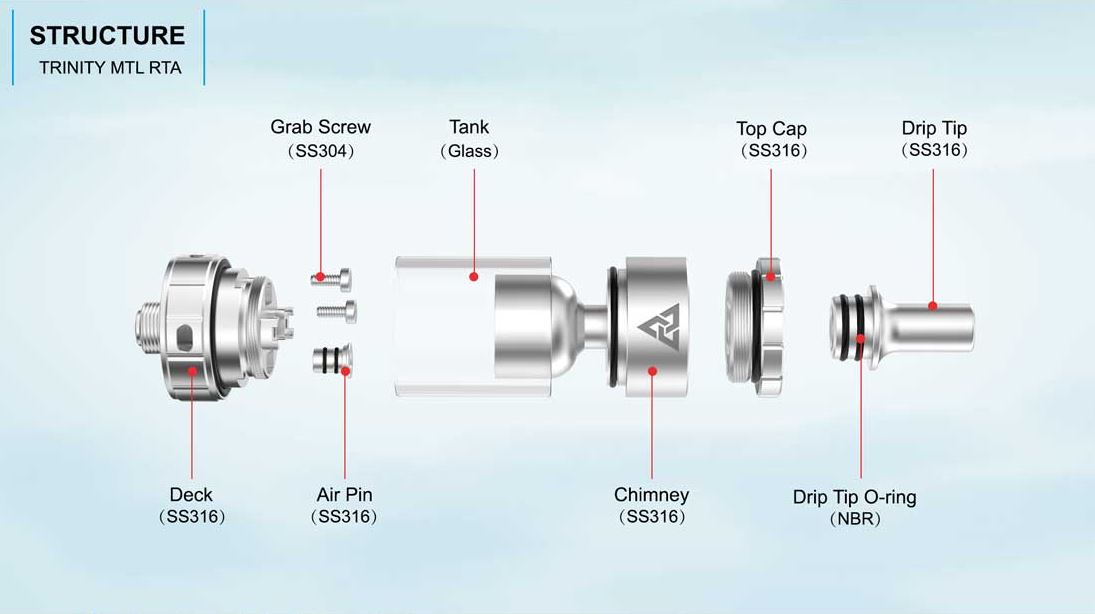 Trinity MTL RTA Silver - Ambition Mods - Atelier del Vapore